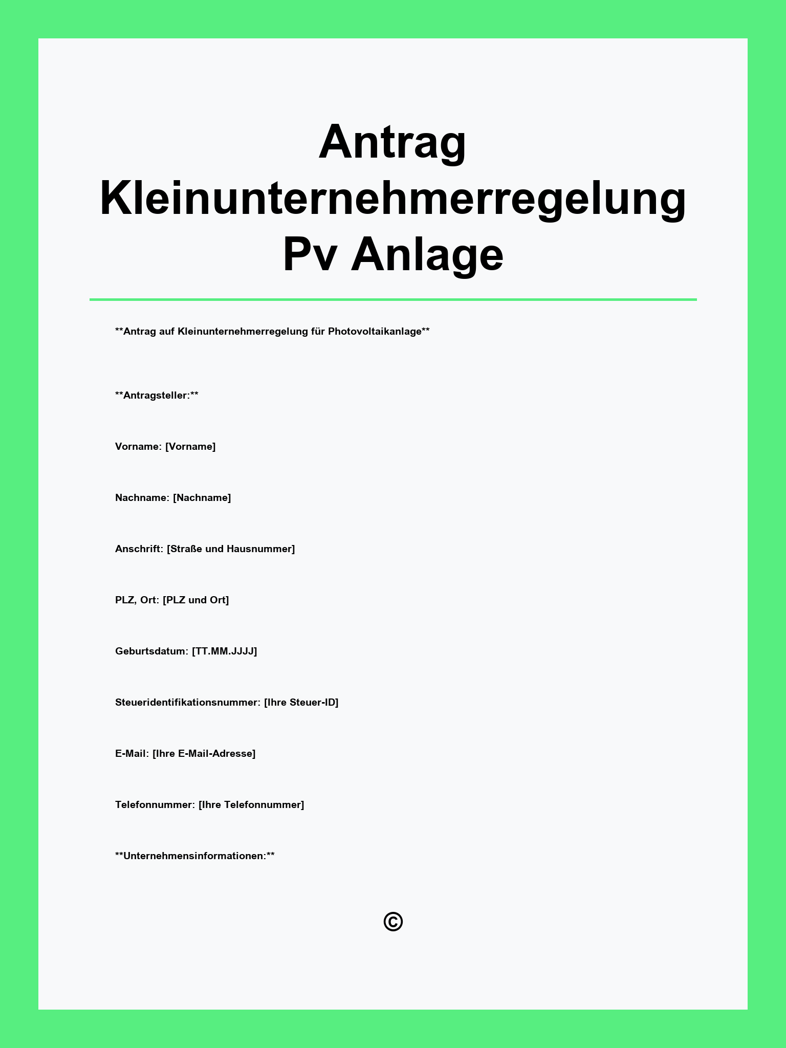 Antrag Kleinunternehmerregelung Pv Anlage Muster