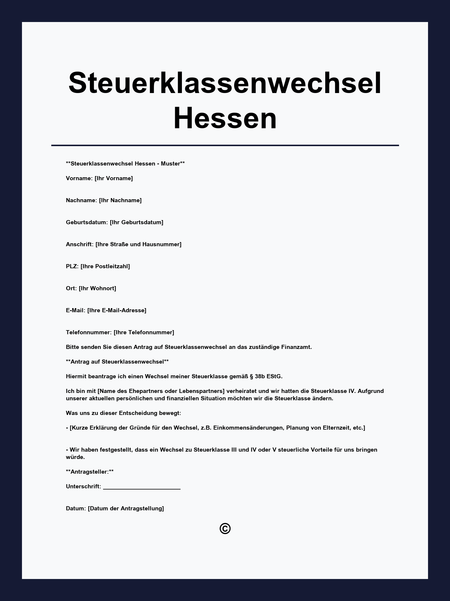 Steuerklassenwechsel Hessen